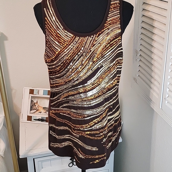 Cato | Tops | 52 Cato Sequin Gold Tank | Poshmark